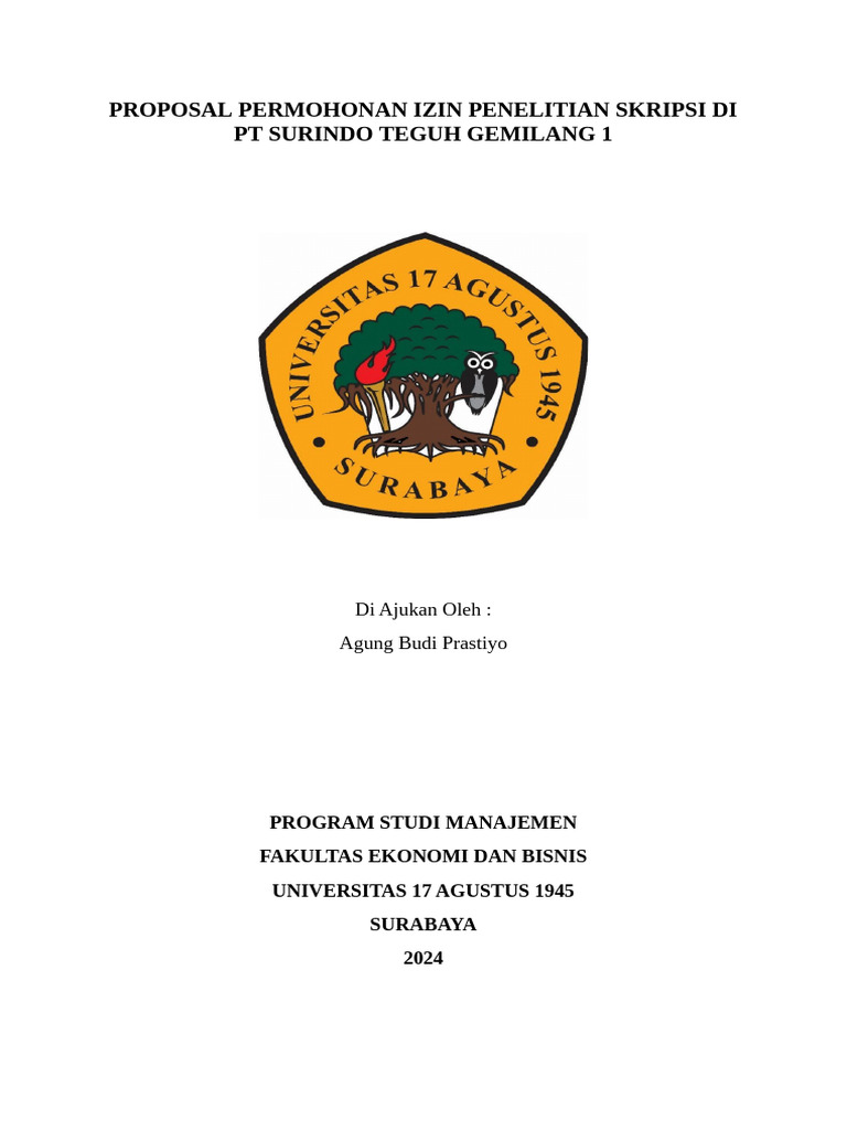 Proposal Permohonan Izin Penelitian Skripsi Di PT Surindo Teguh ...