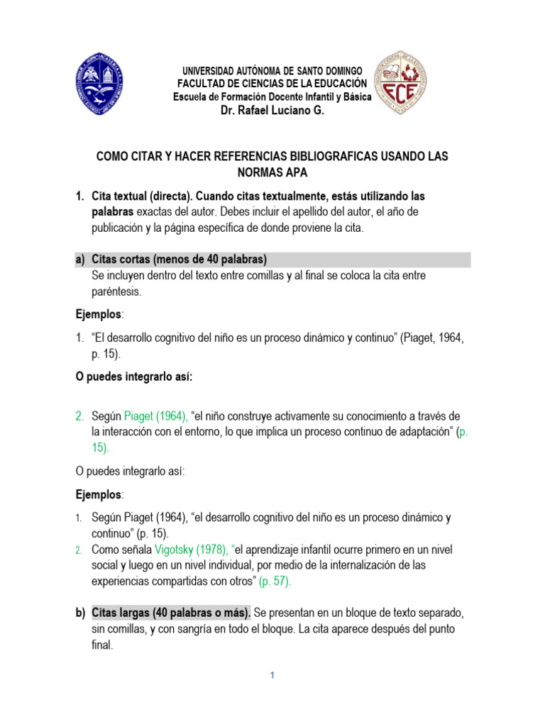 COMO CITAR Y HACER REFERENCIAS BIBLIOGRAFICAS USANDO LAS NORMAS APA ... COMO CITAR Y HACER REFERENCIAS BIBLIOGRAFICAS USANDO LAS NORMAS APA ...