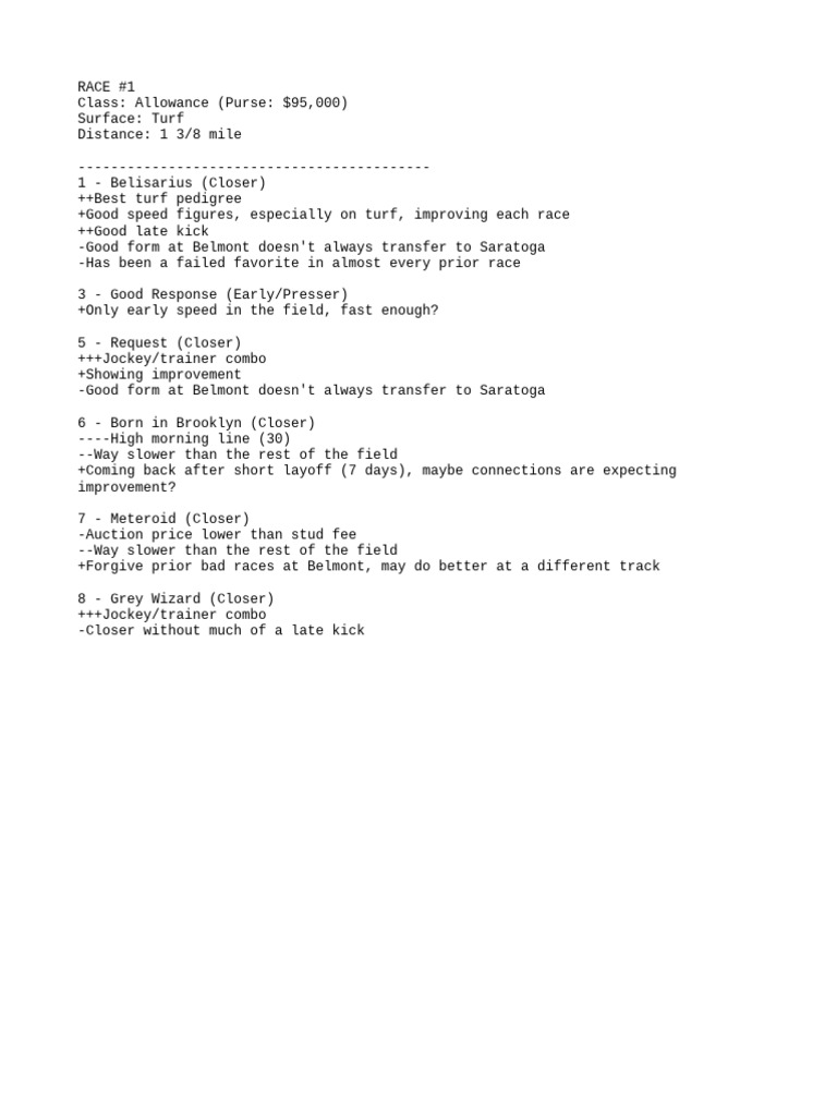 Race #1 | PDF