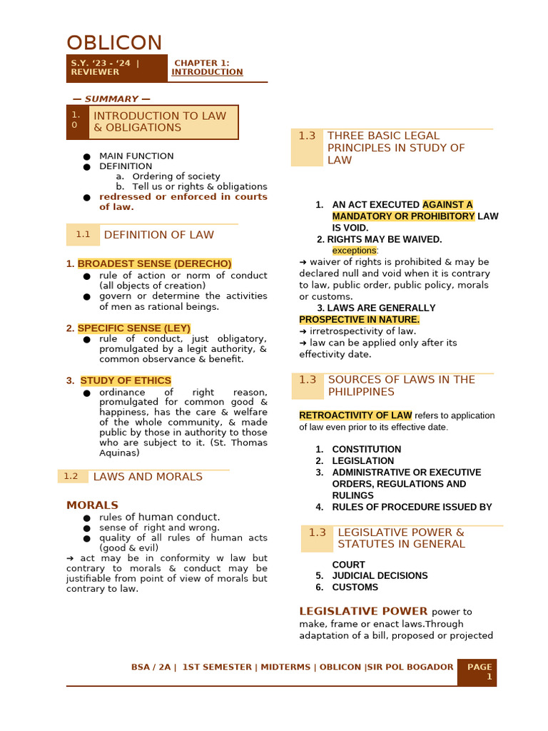 LEJ OBLICON (1) (2) | PDF | Political Law | Justice