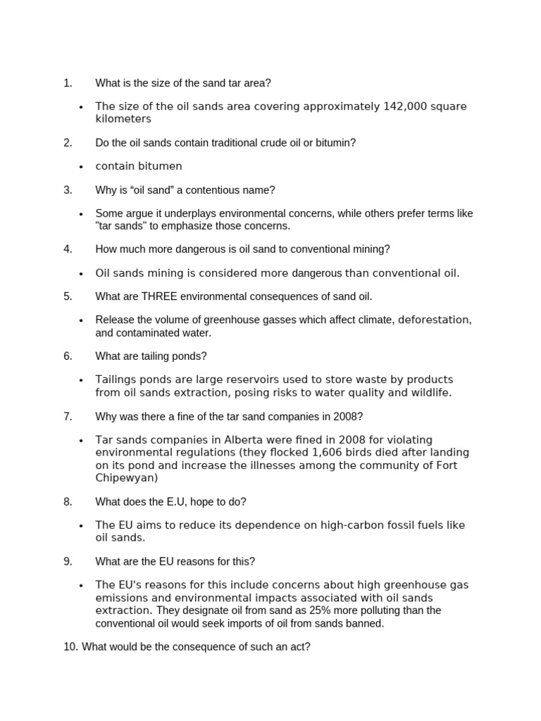 Oil Sands: Environmental Impact & Concerns | PDF