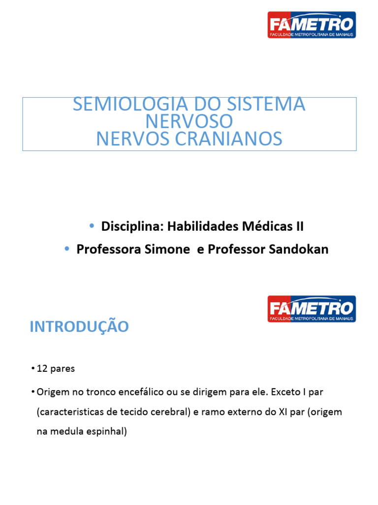 Origem dos Pares Cranianos | PDF | Olho humano | Especialidades médicas