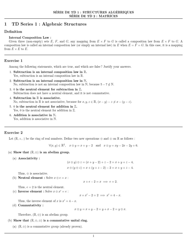 Solution of The 1st Tutoring Set | PDF | Vector Space | Ring (Mathematics)