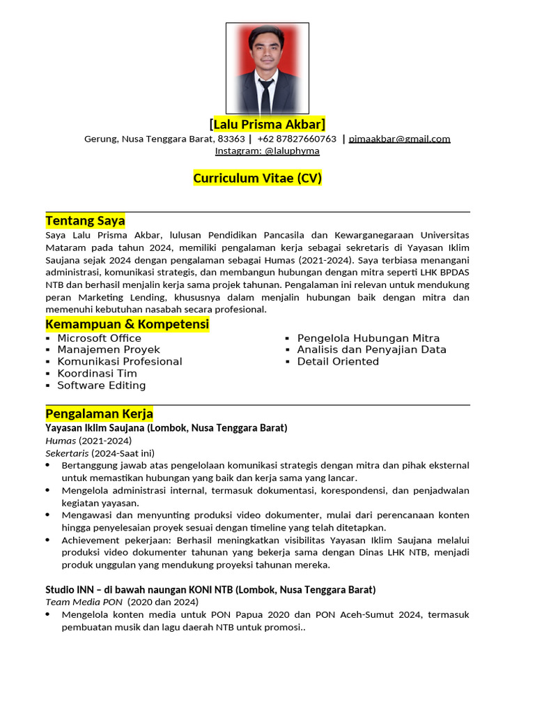 Contoh CV Fix | PDF