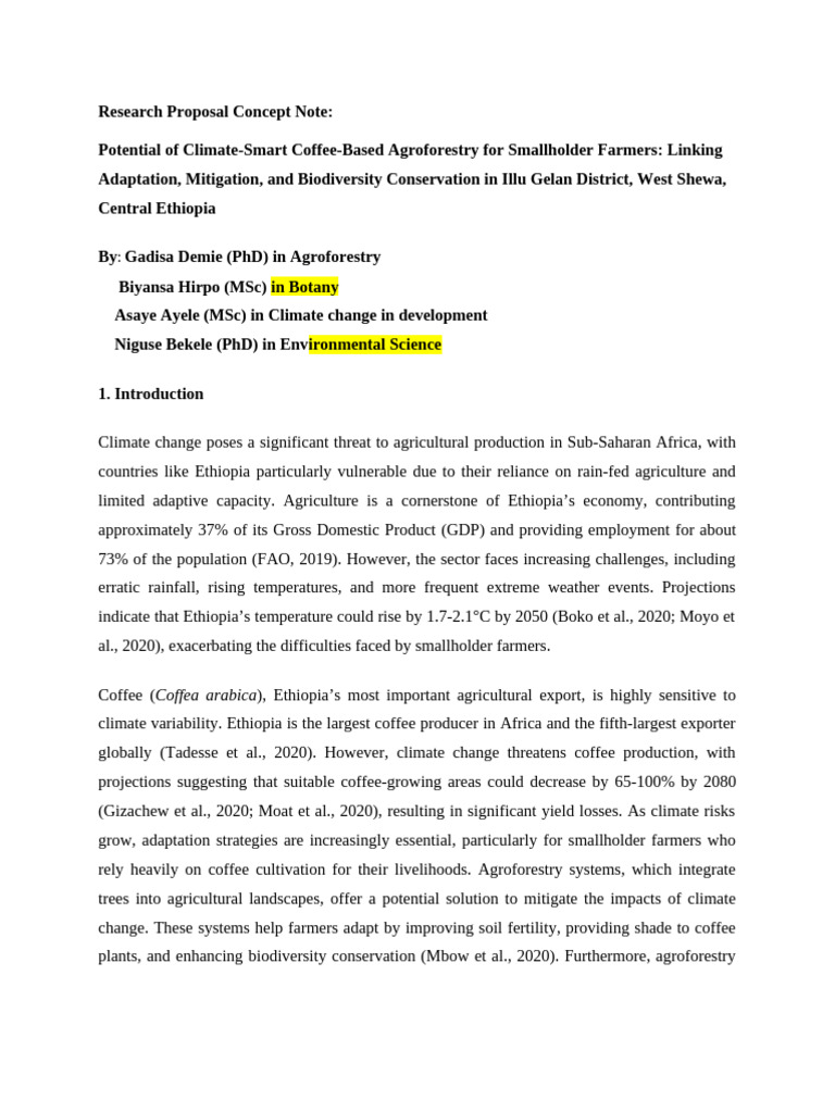 Gadisa concept note | PDF | Biodiversity | Climate Change