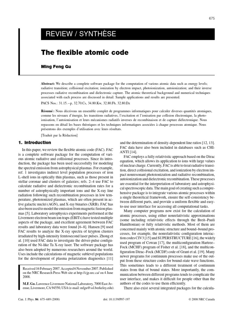 FAC | PDF | Atomic Orbital | Hartree–Fock Method