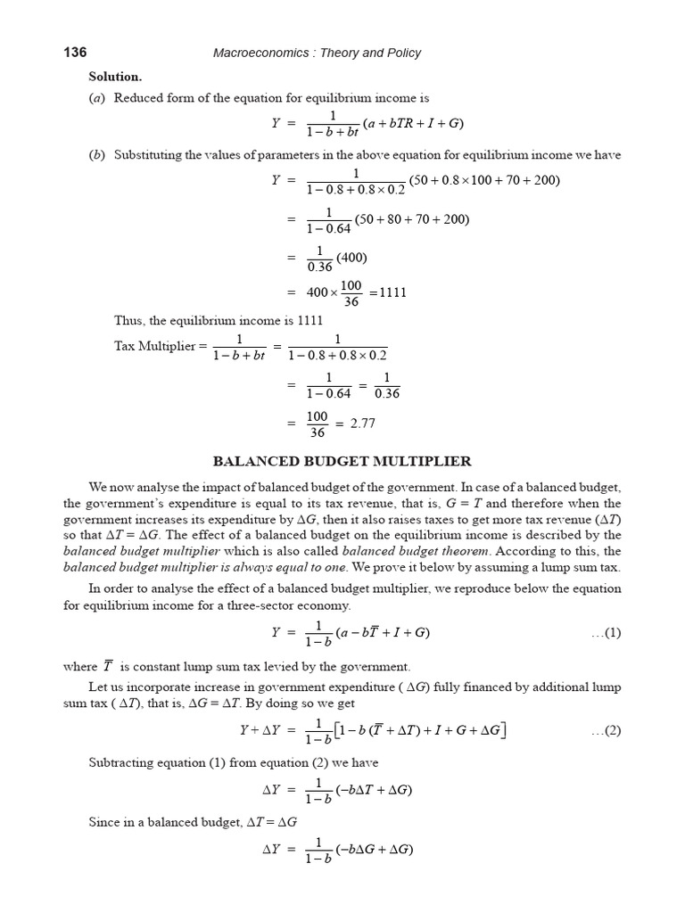 Balanced Budget Multiplier | PDF | Government Budget Balance | Fiscal ...