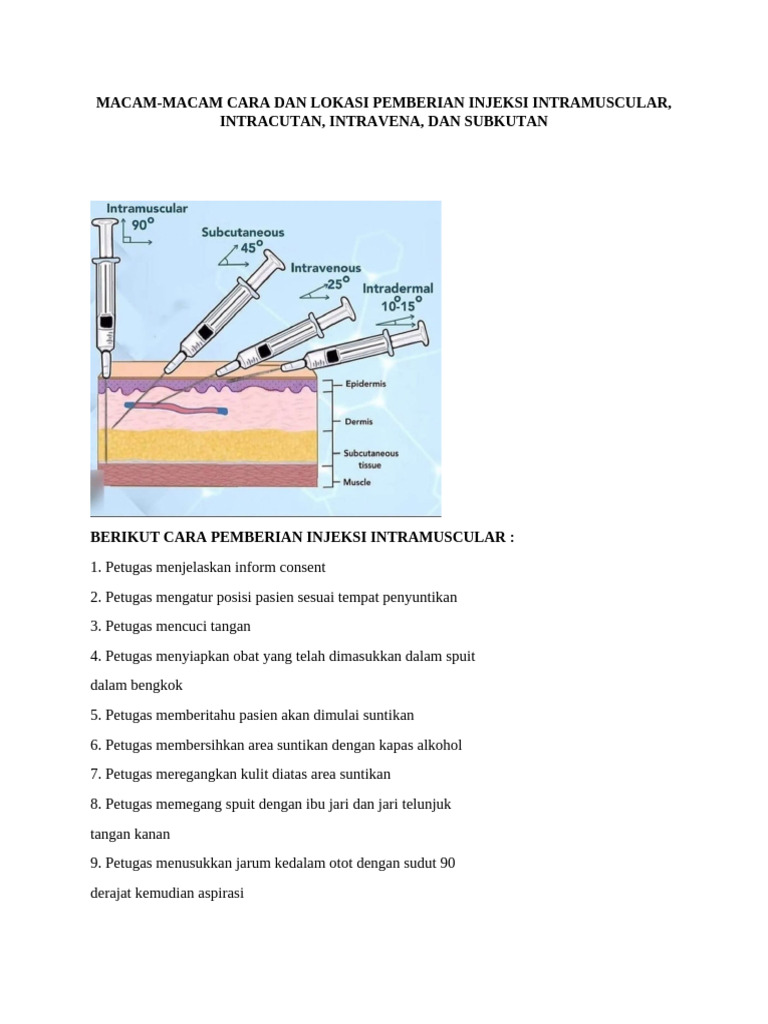 MACAM MACAM CARA INJEKSI | PDF