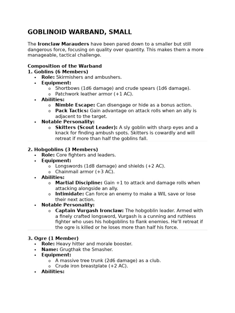 GOBLINOID WARBAND | PDF | Ambush | Military