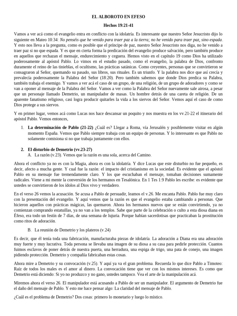 El Alboroto en Efeso | PDF | Pablo el apóstol | Jesús