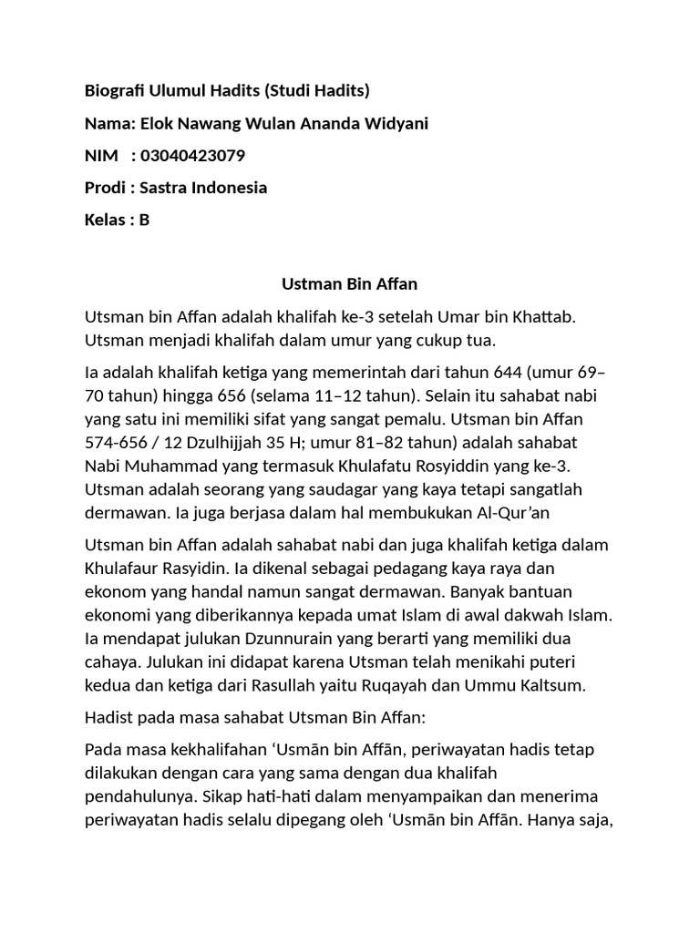 Biografi Ulumul Hadits-BiBiii | PDF