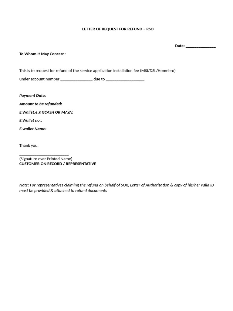 Refund Request for Service Fee | PDF