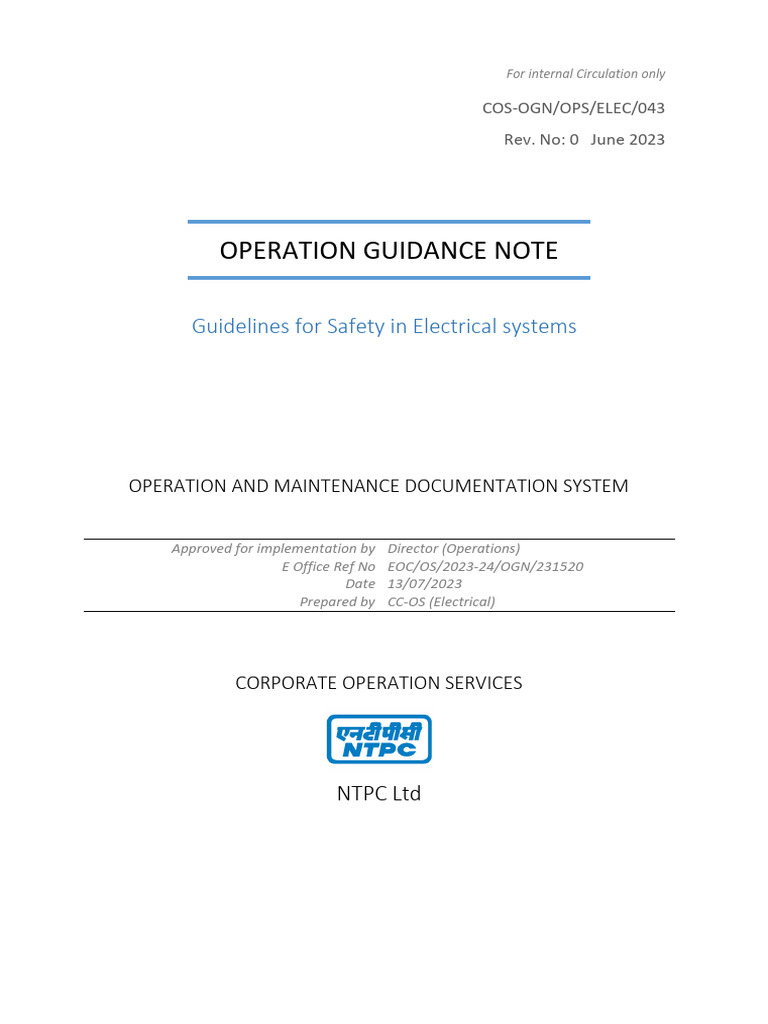 OGN-OPS-ELEC-043 - Rev 0 - Guidelines For Safety in Electrical Systems ...