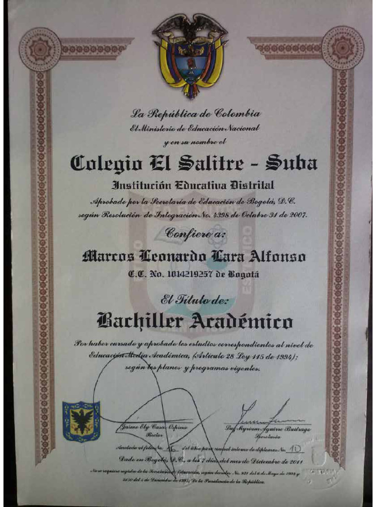 Diploma Bachillerato | PDF