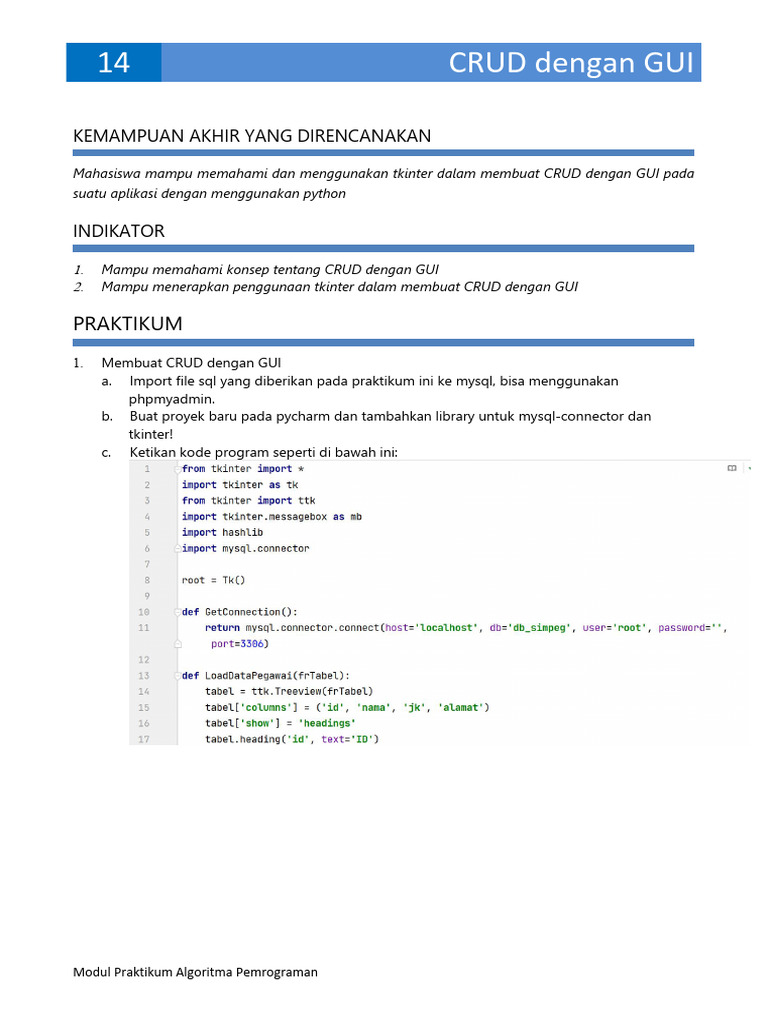 Minggu 14 - CRUD Dengan GUI | PDF