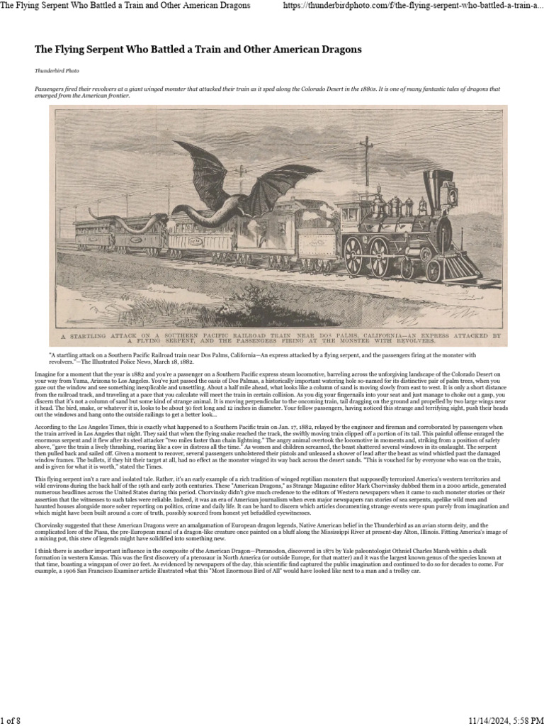 The Flying Serpent Who Battled A Train and Other American Dragons | PDF | Dragon | Snake
