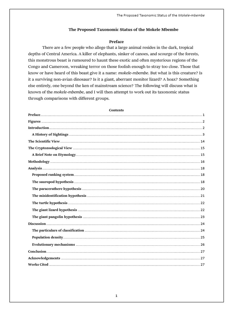 Mokole Mbembe Taxonomic Theory | PDF