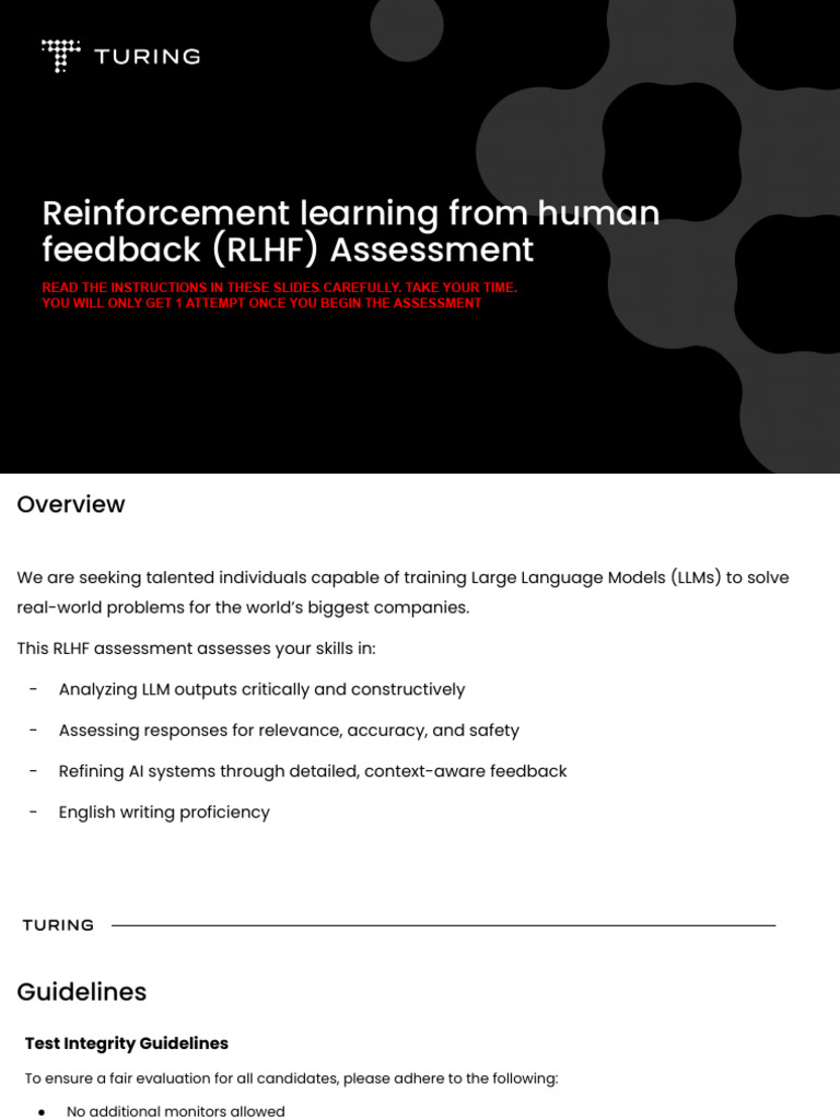 (Turing) Guidelines For RLHF Assessment - 2025 - DS | PDF | Artificial Intelligence ...