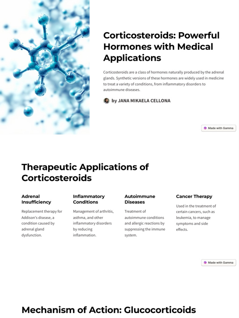 Corticosteroids Powerful Hormones With Medical Applications | PDF ...