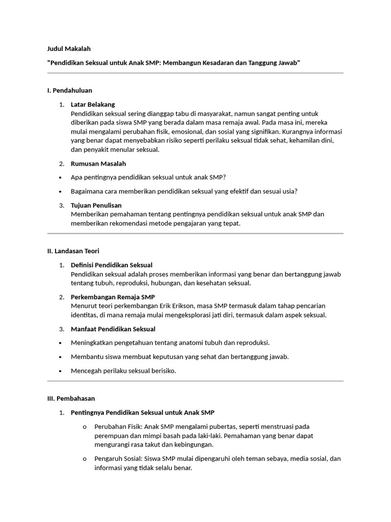 Pendidikan Seksual Untuk Anak SMP | PDF
