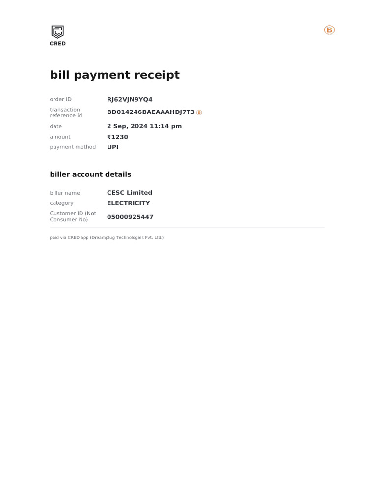 Bill Payment Receipt: Biller Account Details | PDF