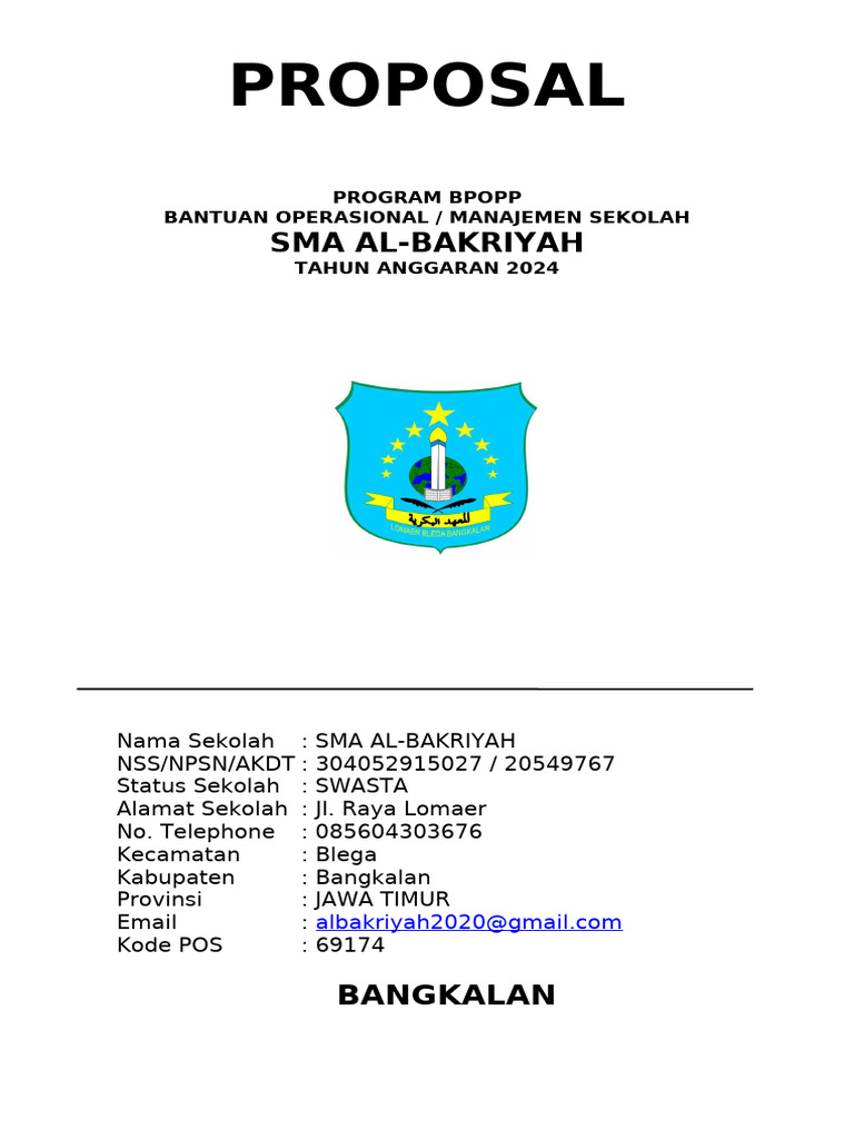 Proposal BPOPP 2024 SMA SMK SLB SWASTA | PDF
