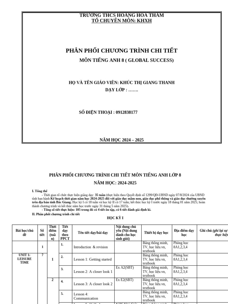 PPCT Anh 8 2024-2025 | PDF