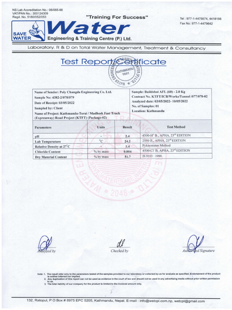 Third Prrty Test Report - AFL 60 | PDF