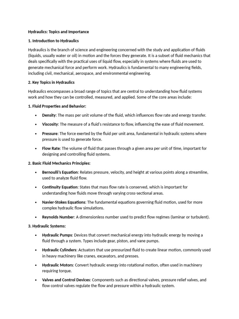 Hydraulics Pdf Fluid Dynamics Hydraulics