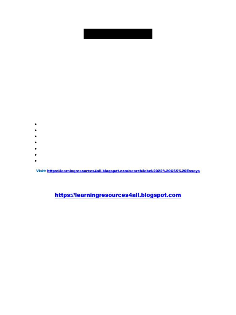 CSS 2022 Essay Topics Overview | PDF