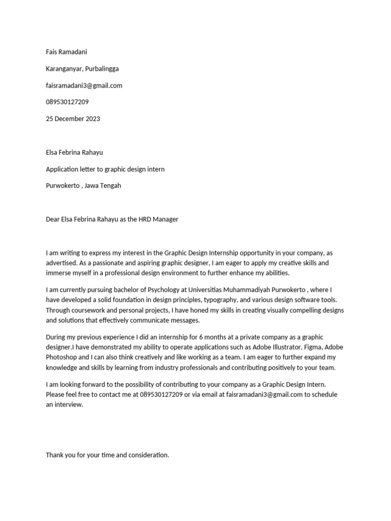 Fais Ramadani - Application Letter | PDF