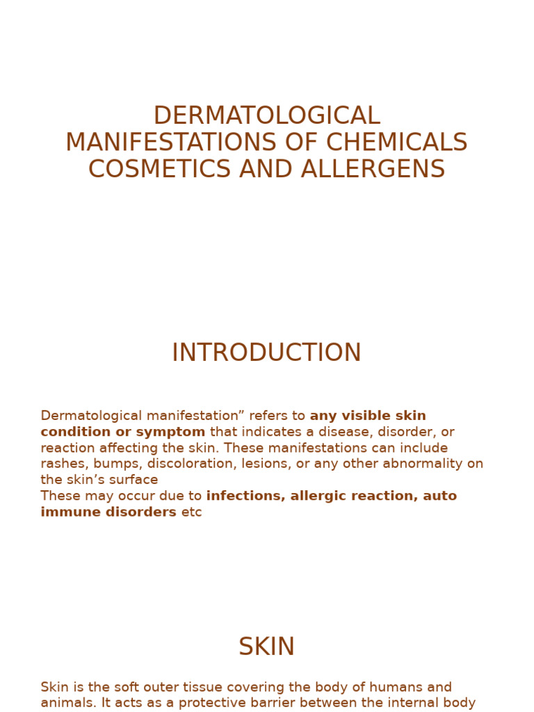 Dermatological Reactions to Chemicals & Cosmetics | PDF | Dermatitis ...