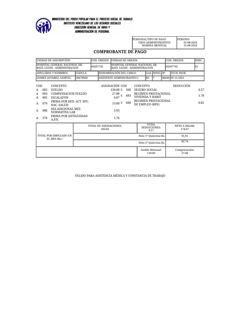 Comprobante - IVSS | PDF