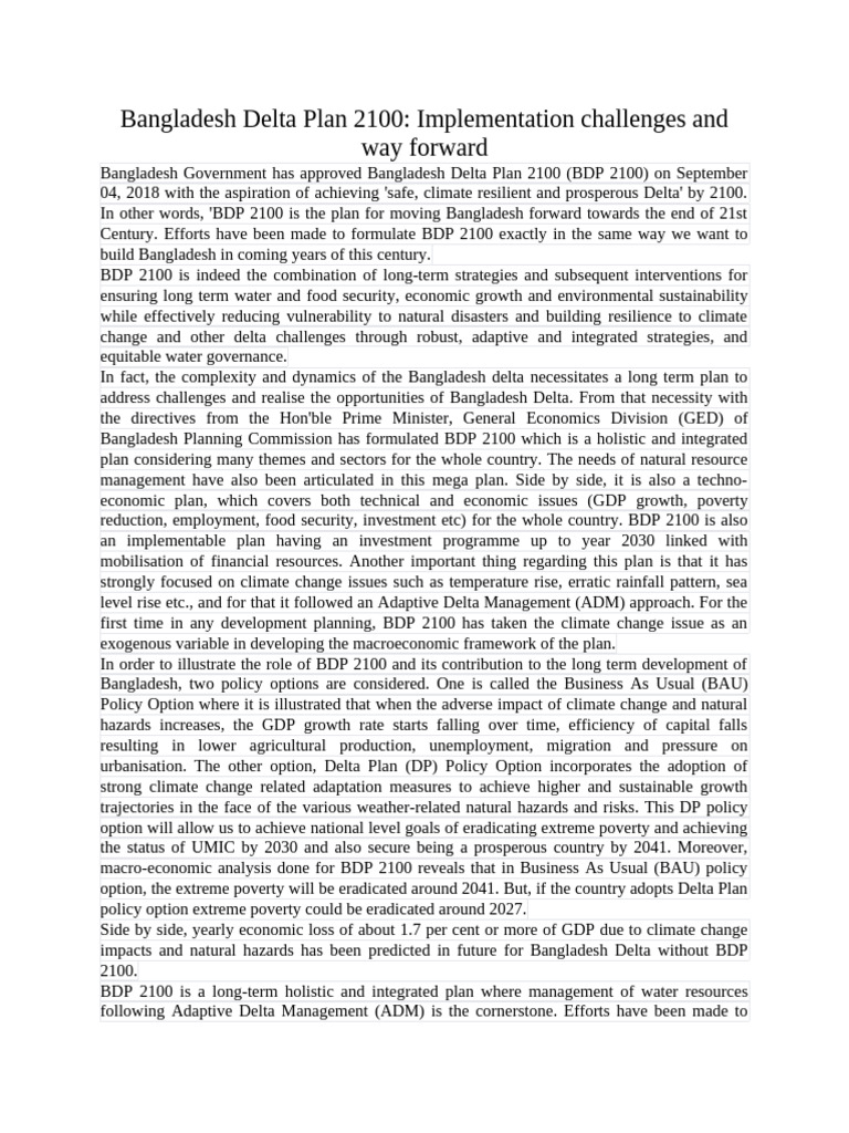 Bangladesh Delta Plan 2100 | PDF | Nuclear Power Plant | Nuclear Power