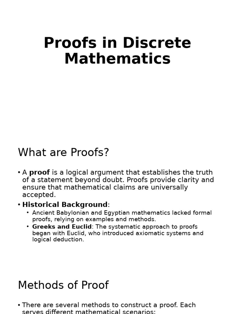 Proofs in Discrete Mathematics | PDF