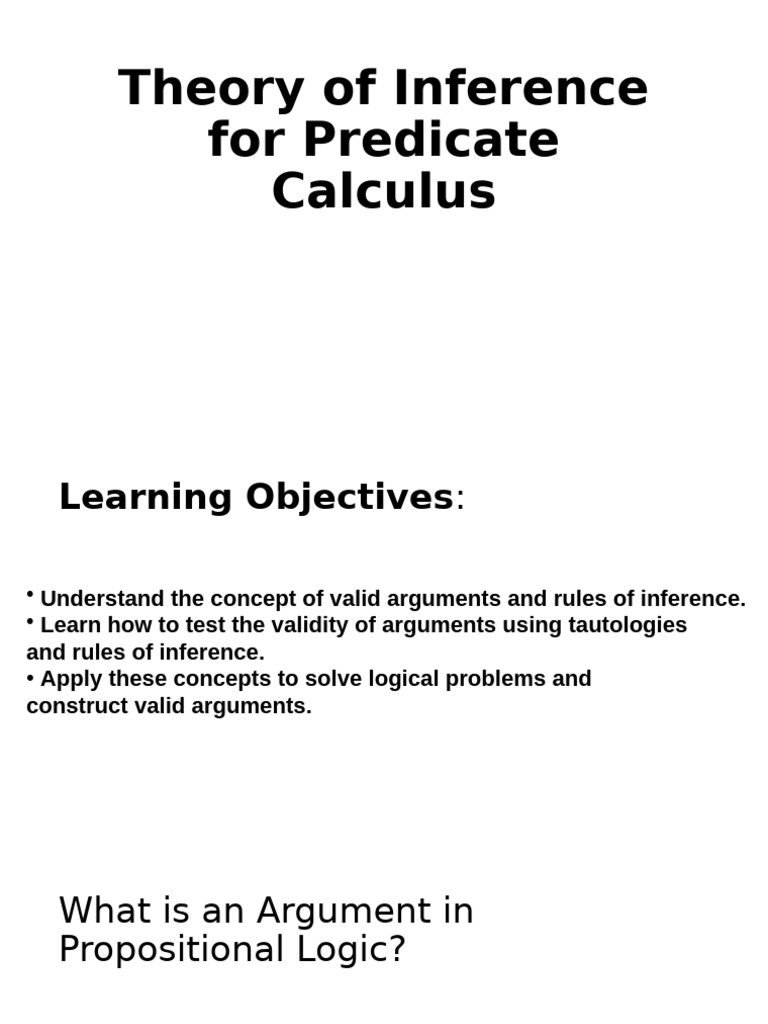 Theory of Inference For Predicate Calculus | PDF