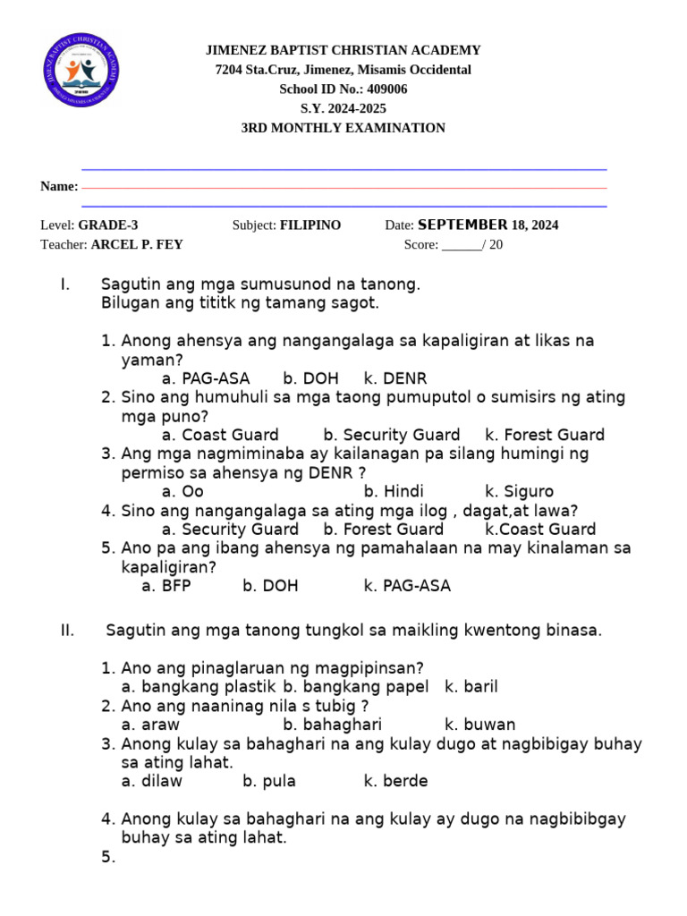 Filipino Grade 3 6 Copies | PDF