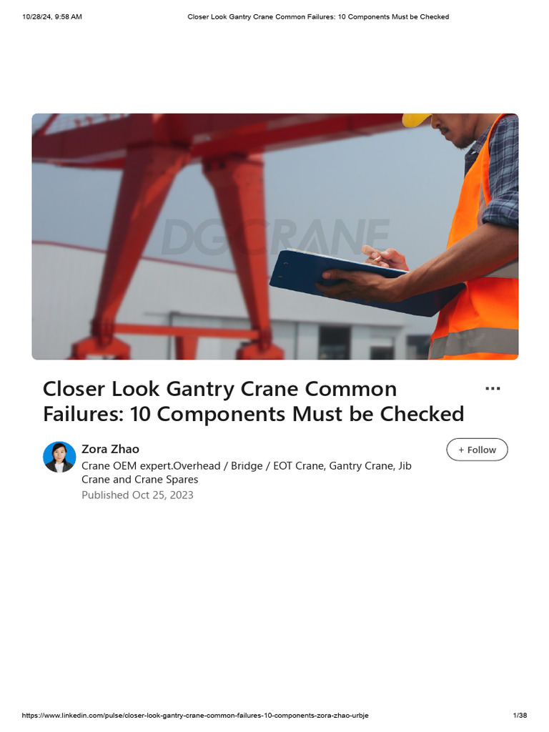 Closer Look Gantry Crane Common Failures - 10 Components Must Be ...