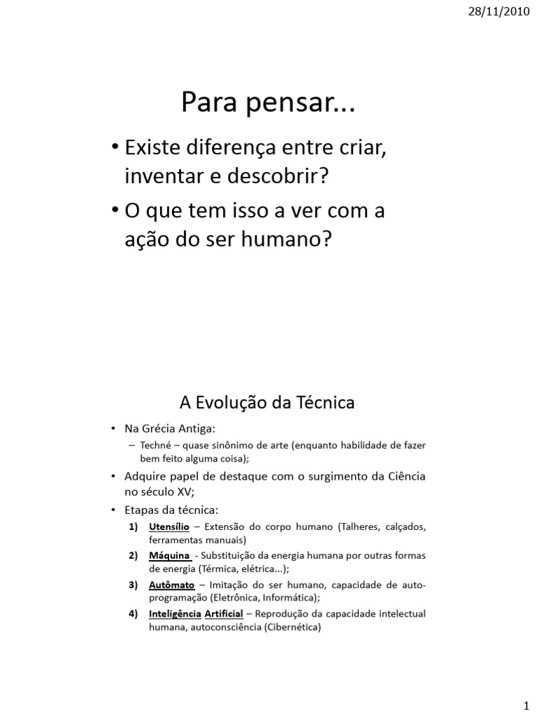 Para Pensar... Existe Diferença Entre Criar, Inventar e Descobrir O Que ...