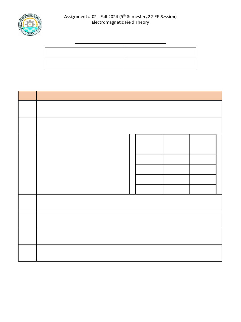Assignment#02 EMT - Fall 2024 | PDF | Capacitor | Metrology