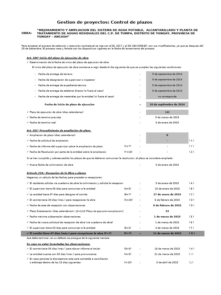 Hoja de Control Plazo Tumpa | PDF