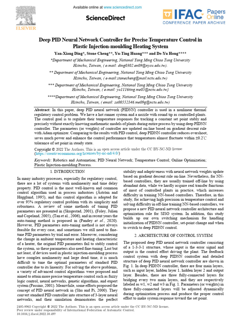 Sciencedirect: Ifac Papersonline 55-27 (2022) 114-119 | PDF | Applied Mathematics