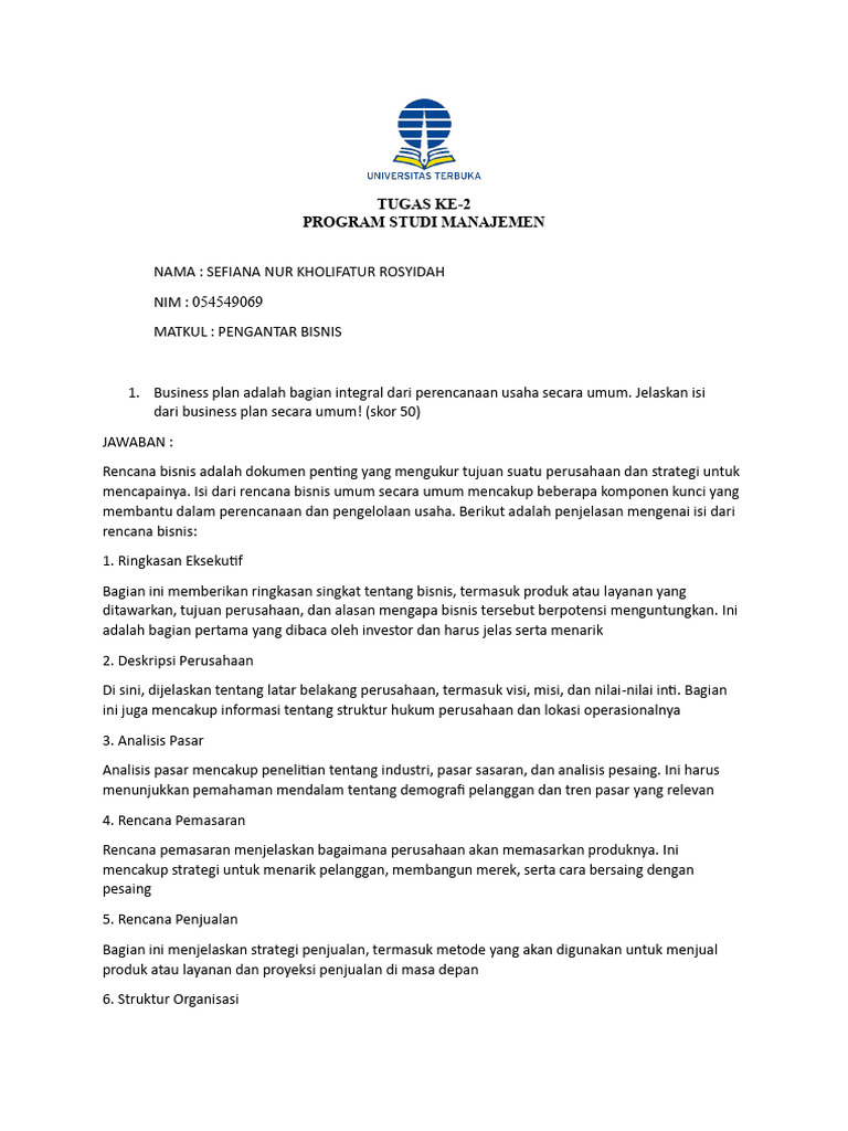 TUGAS 2 PENGANTAR BISNIS | PDF