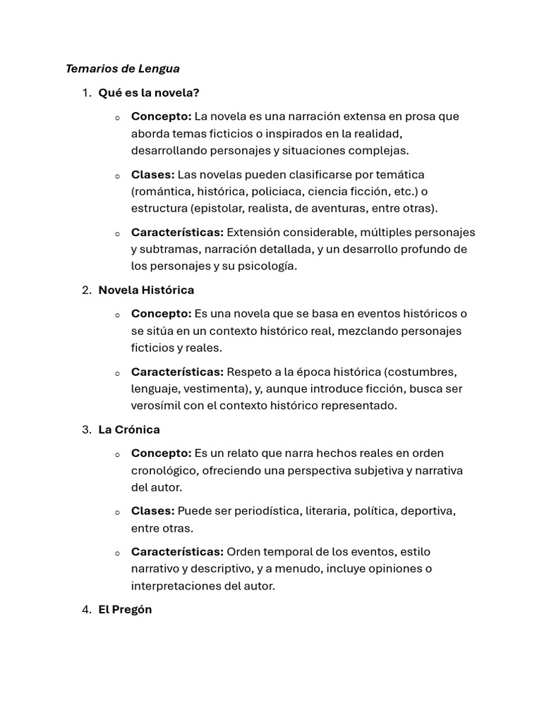 Temarios de Lengua | PDF | Novelas | Poesía