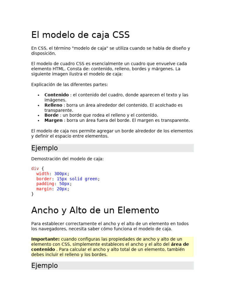 Entendiendo el modelo de caja CSS | PDF
