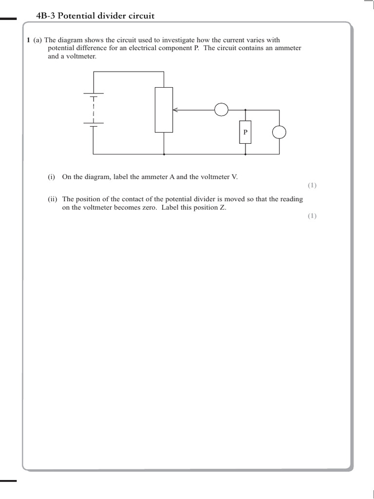 4B-3 Potential Divider Circuit | PDF | Voltage | Electronic Circuits