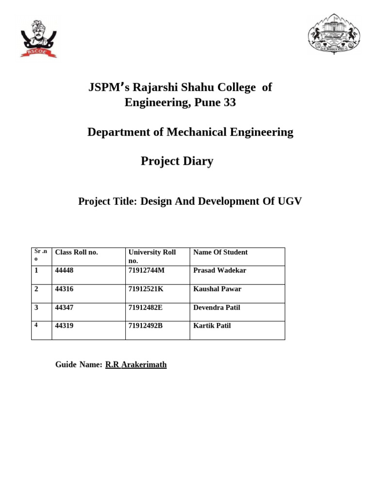 project diary UGV | PDF | Engineering