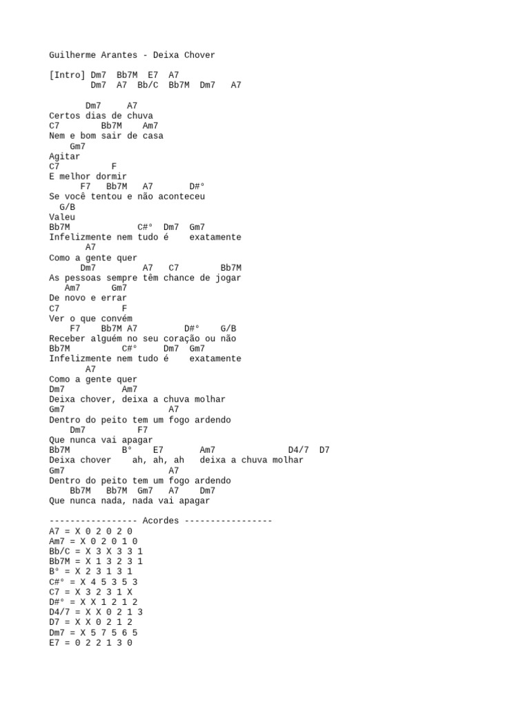 Guilherme Arantes - Deixa Chover | PDF