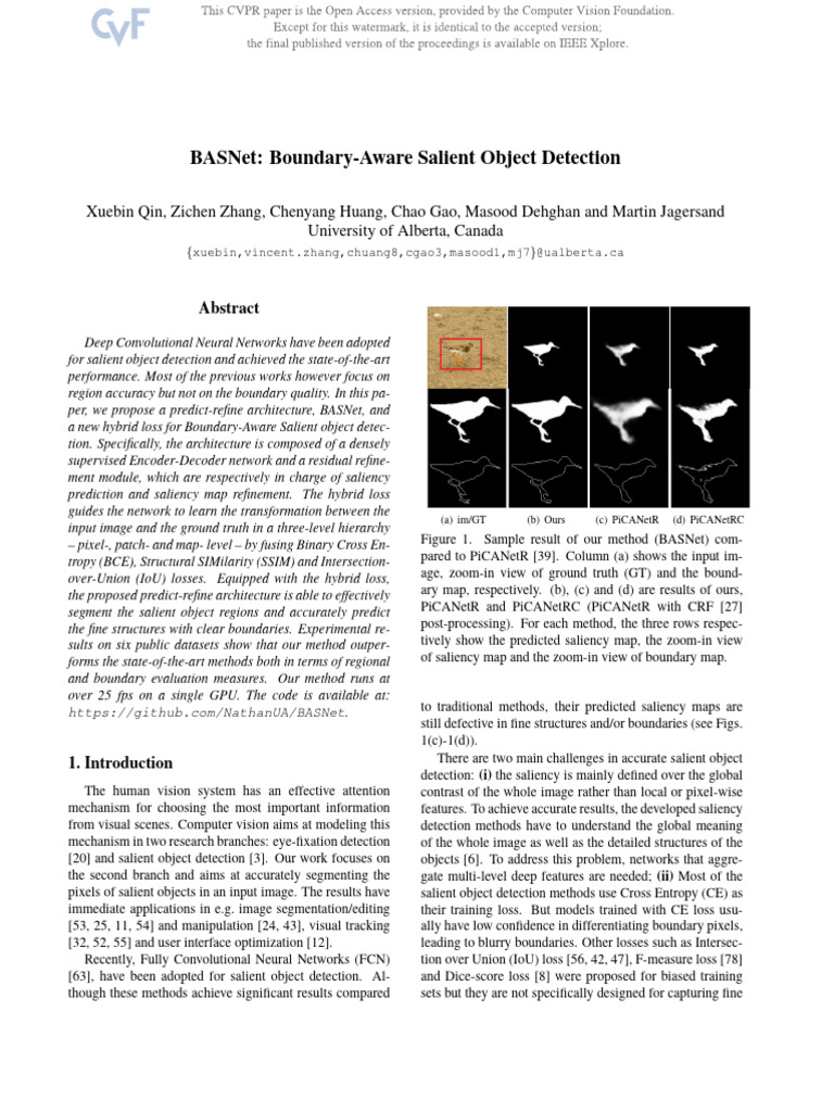 Qin BASNet Boundary-Aware Salient Object Detection CVPR 2019 Paper | PDF | Image Segmentation ...