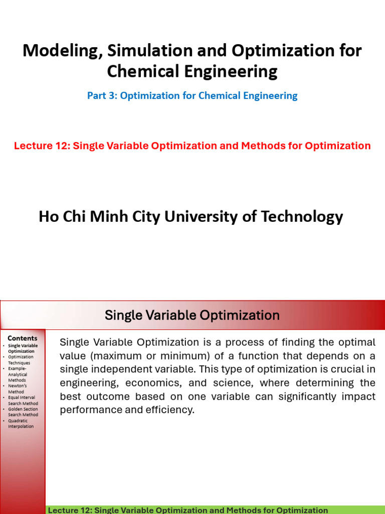 12 - Single Variable Optimization and Methods For Optimization | PDF ...